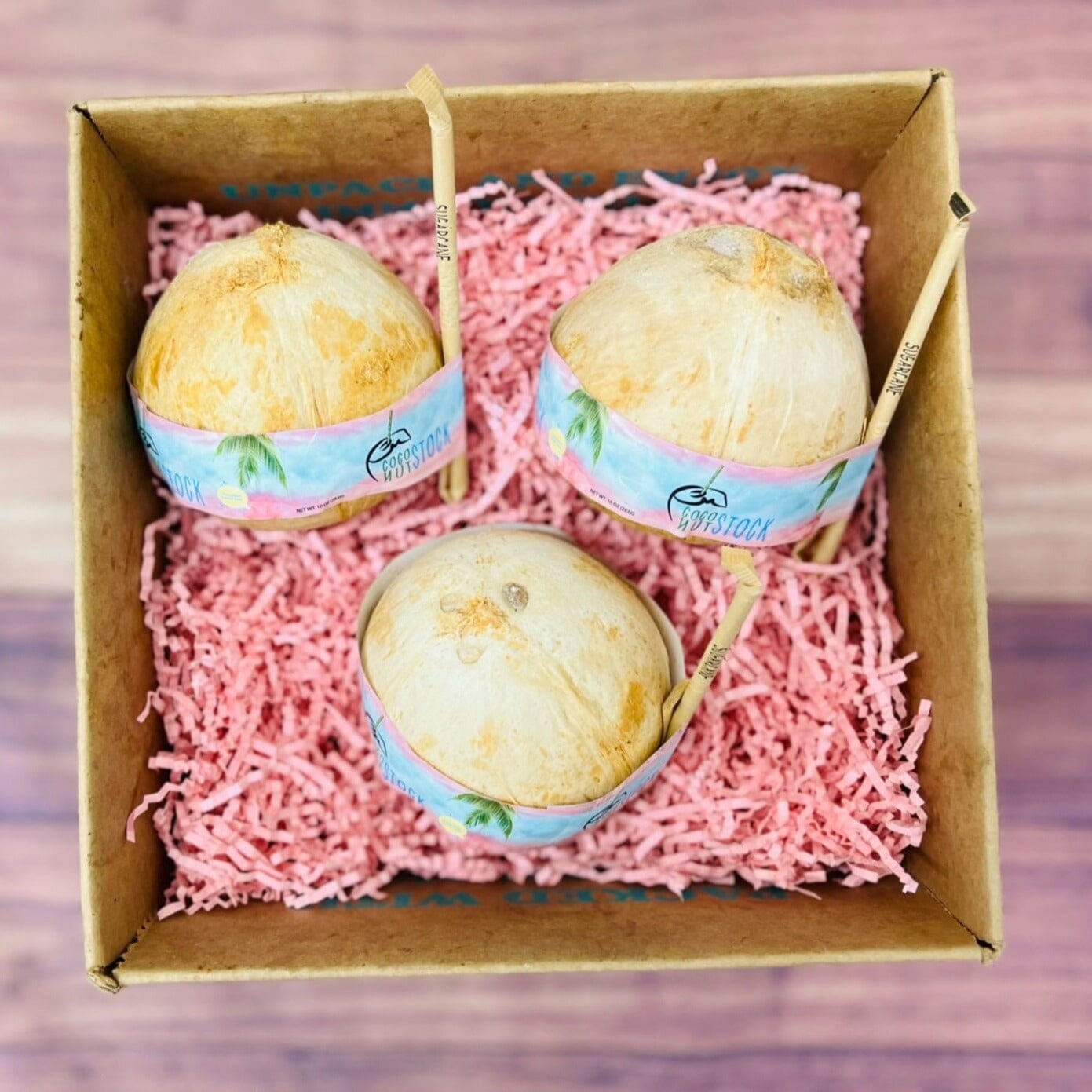 Ready to Drink Straw Coconuts - 3 Straw Coconuts - Tropical Fruit Box